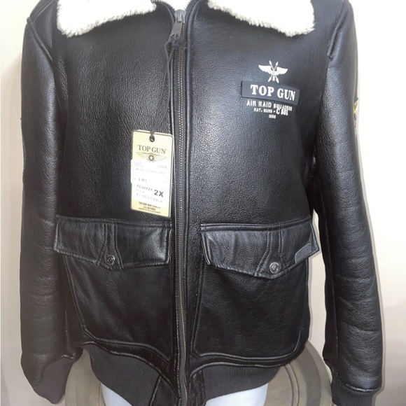 Top Gun | Jackets & Coats | Top Gun Leather Insignia Pu Bomber Jacket ...